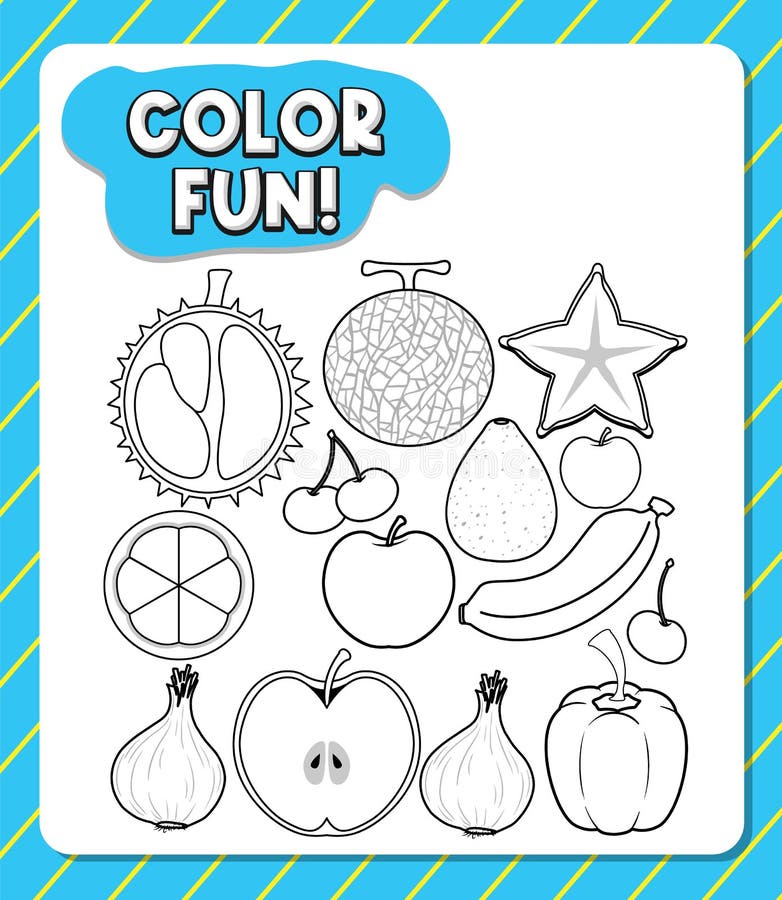 Colouring Worksheet for Student Stock Vector - Illustration of coloured ...