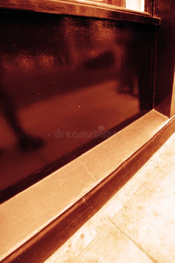 Colourised View of Black Shop Front with Reflection of Someone Walking ...