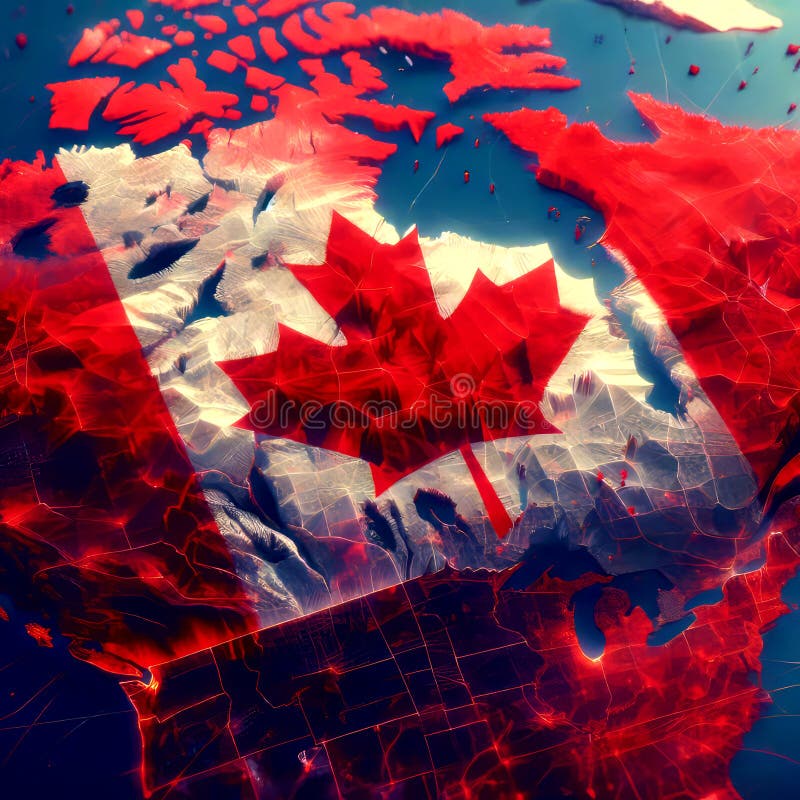 Canadian flag on a map stock illustration. Illustration of colours ...
