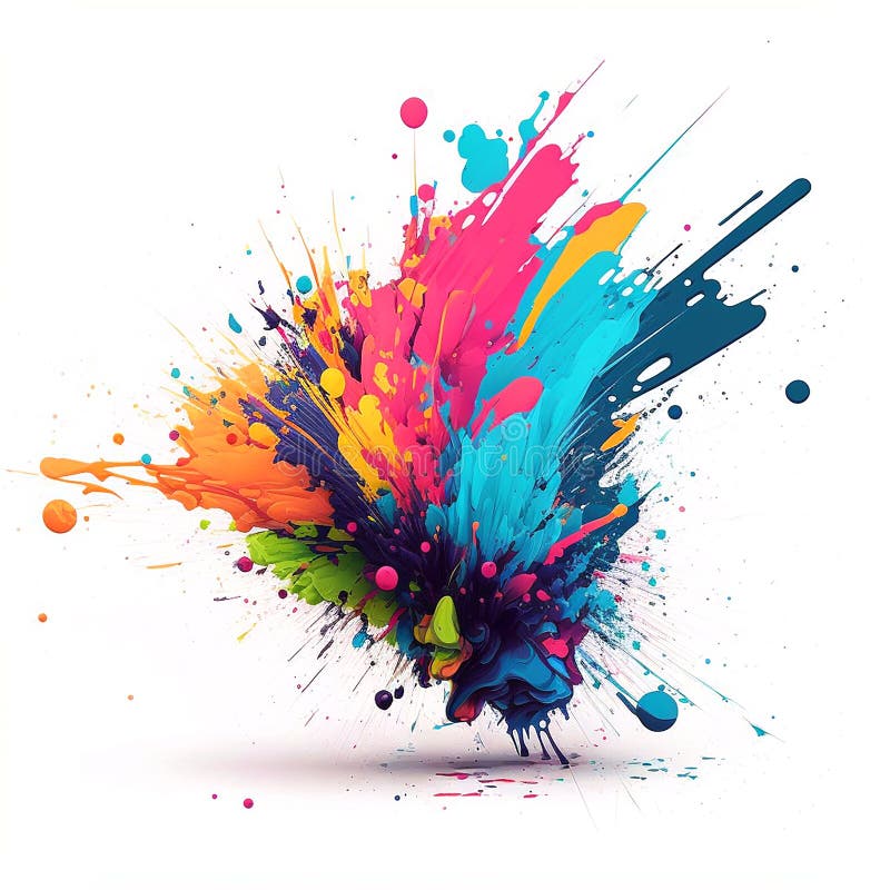 Colours Explosion - Colourful Splashes on a White Background Stock ...
