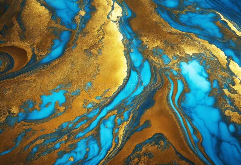 Colours Marbled Gold Splash Abstract Blue Liquid Paint Marble Golden ...