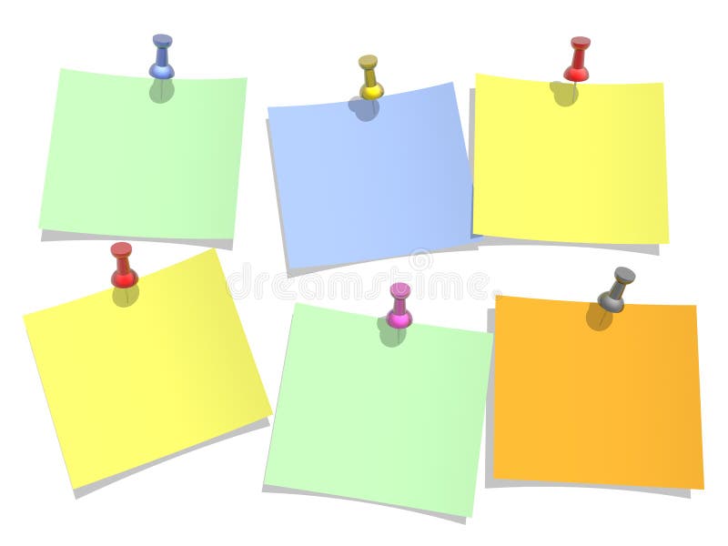 Colours Paper Pinned To a White Background Stock Illustration ...