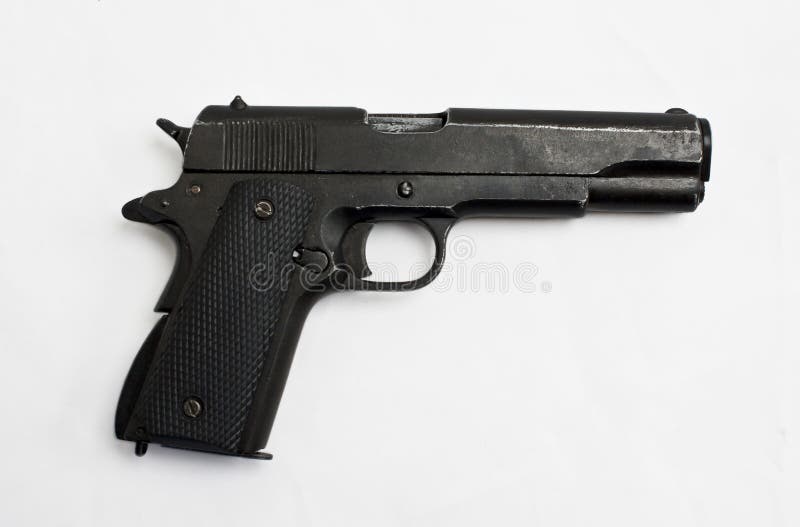 Colt 45 Gun Isolated on White Stock Image - Image of details, white ...