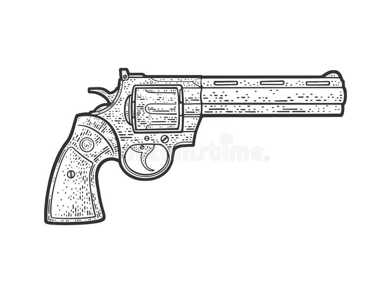 Revolver Pistol Coloring Book Vector Illustration Stock Vector ...