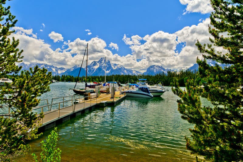 Colter Bay Marina on Jenny Lake Stock Image - Image of countryside ...