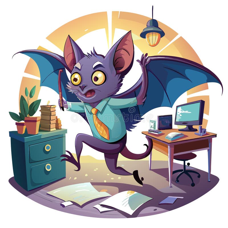 Colugo Bat Supportive Runs Office Vector Stock Illustration ...