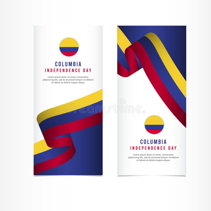 Columbia Independence Day Celebration, Banner Set Design Vector ...