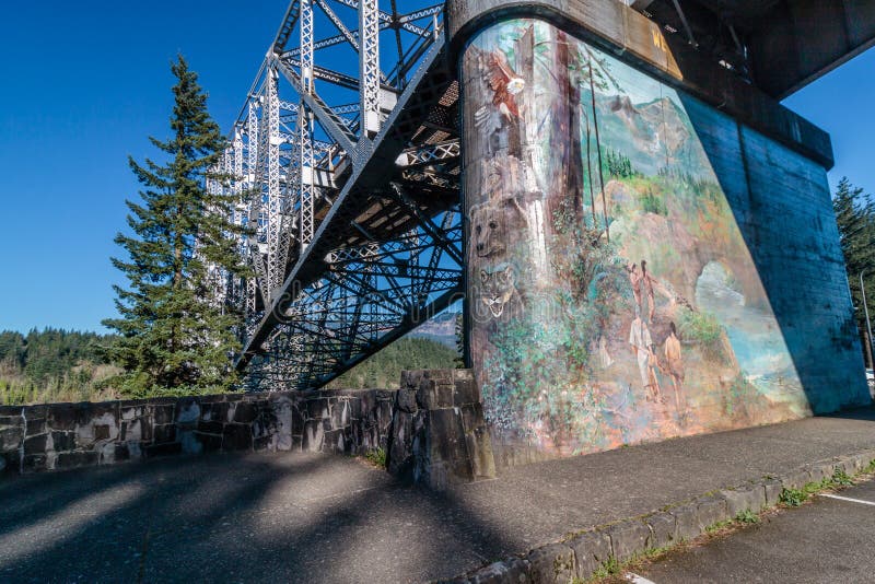 Columbia River Gorge Bridge in Oregon Stock Image - Image of trees ...