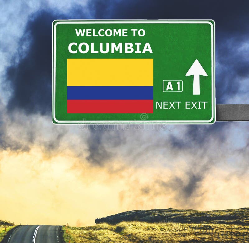 Columbia Road Sign Against Clear Blue Sky Stock Image - Image of ...