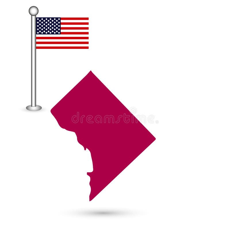 Columbia State Map, American Flag. Icons on a White Background Stock ...