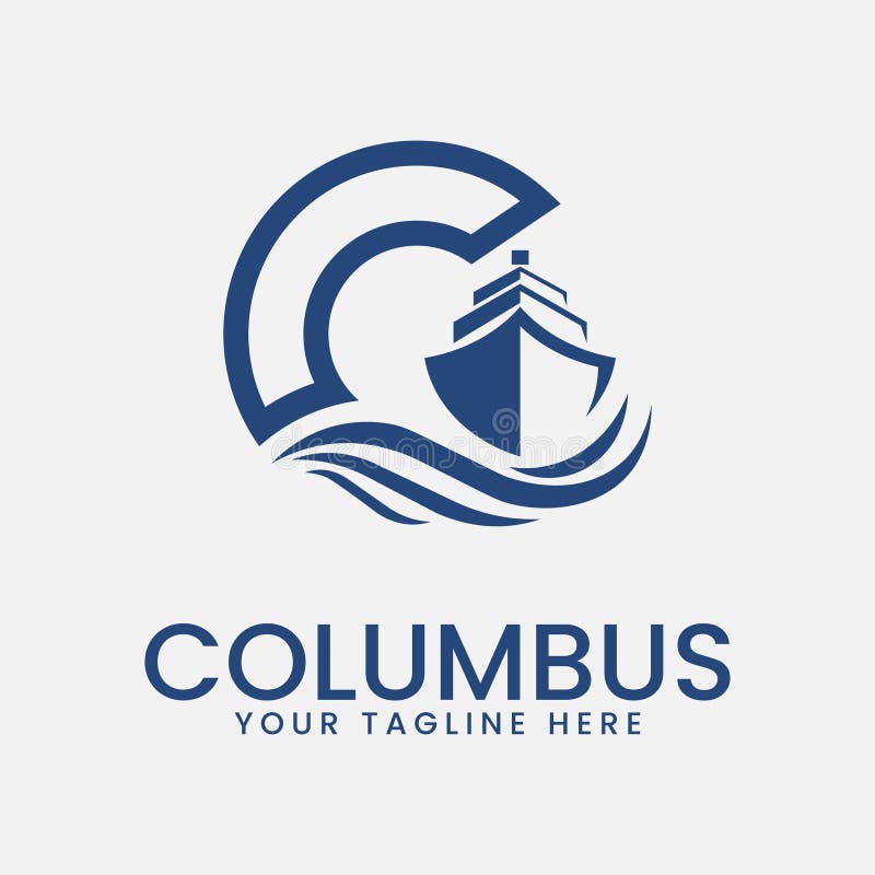 Columbus C Logo Icon Template . Boat and Wave Illustration Stock Vector ...