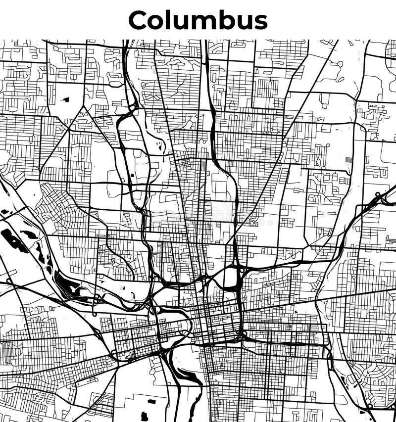 Columbus City Map, Cartography Map, Street Layout Map Stock Vector ...