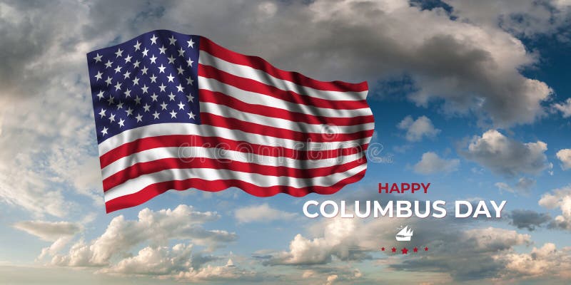 Columbus Day Card with US Flag Stock Image - Image of copy, america ...
