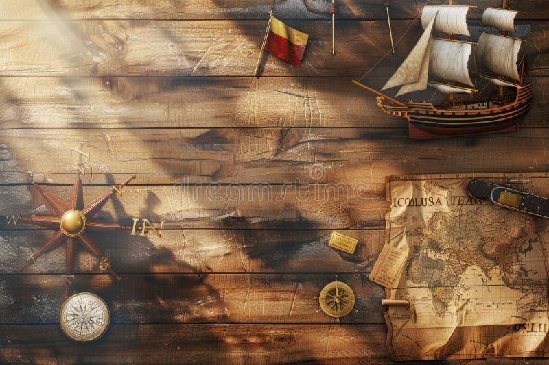 Columbus Day Commemorative Display with Explorer S Ship, Maps, and ...