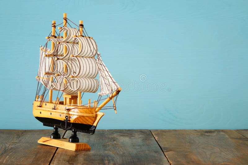 Columbus Day Concept with Old Ship Over Wooden Background Stock Image ...