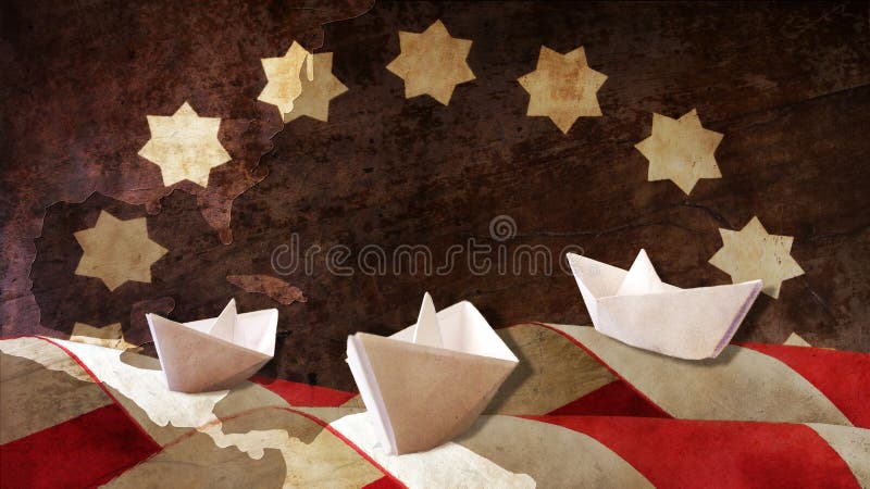 Columbus Day. Three Paper Caravels Flag Waves Stock Image - Image of ...