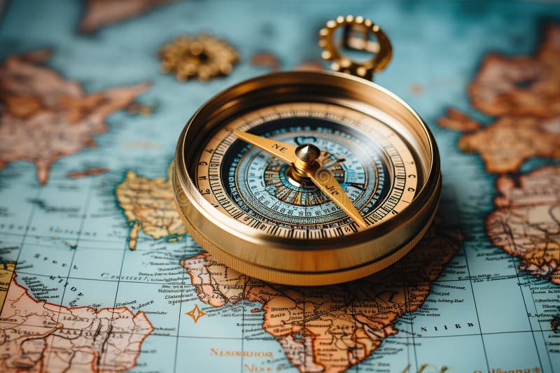 Columbus Day and World Map with Compass. AI Generated Stock ...