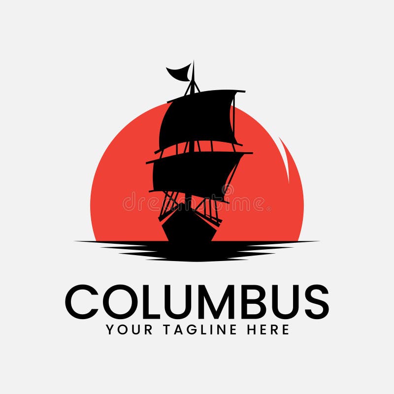 Columbus with Sea and Sun Logo Vector Illustration Stock Vector ...