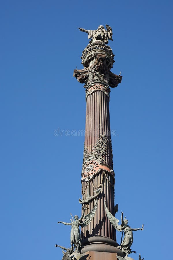 Columbus Monument in Barcelona Stock Photo - Image of colom, pointing ...