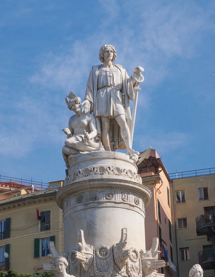 Columbus monument in Genoa stock image. Image of cristobal - 39115613