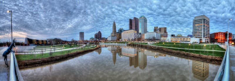 Columbus, Ohio at dusk editorial photo. Image of evening - 88005546