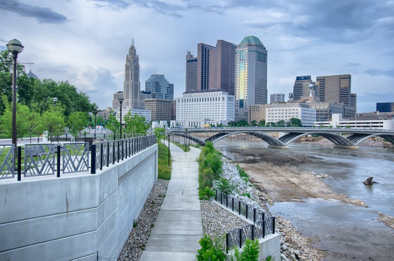 Columbus, Ohio Skyline Reflected in the Scioto River. Columbus I Stock ...