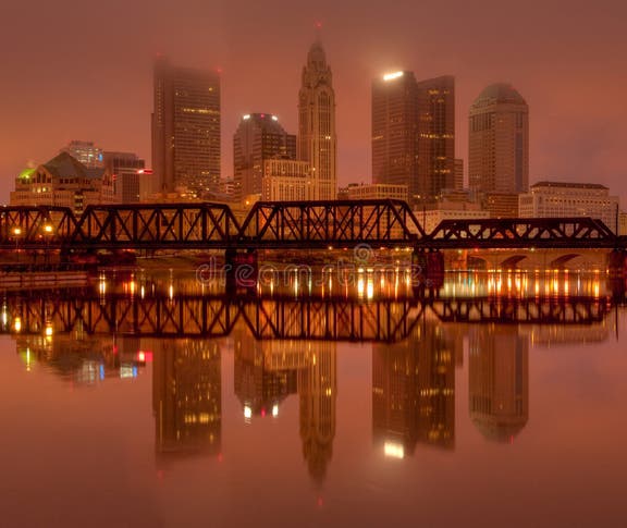 Columbus, Ohio Skyline at Sunrise Stock Photo - Image of exposure, time ...