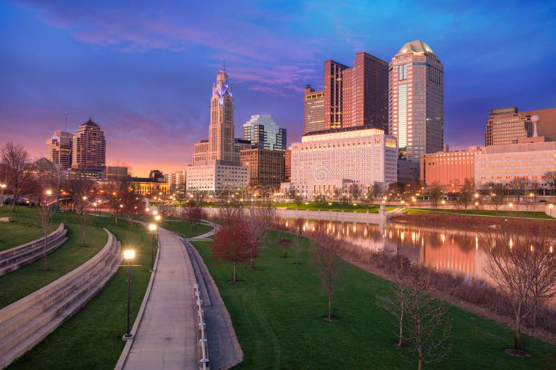 Columbus, Ohio, USA at Sunset. Stock Photo - Image of downtown ...