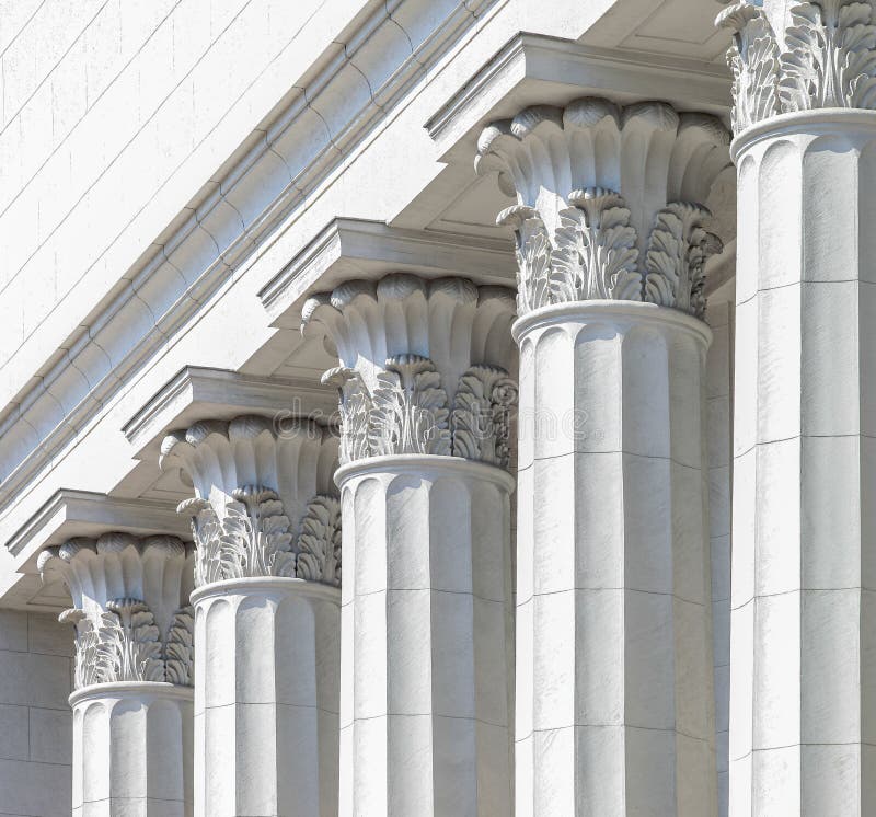 Column Architectural Detail and Symbolism in Monochrome Blue Tonality ...