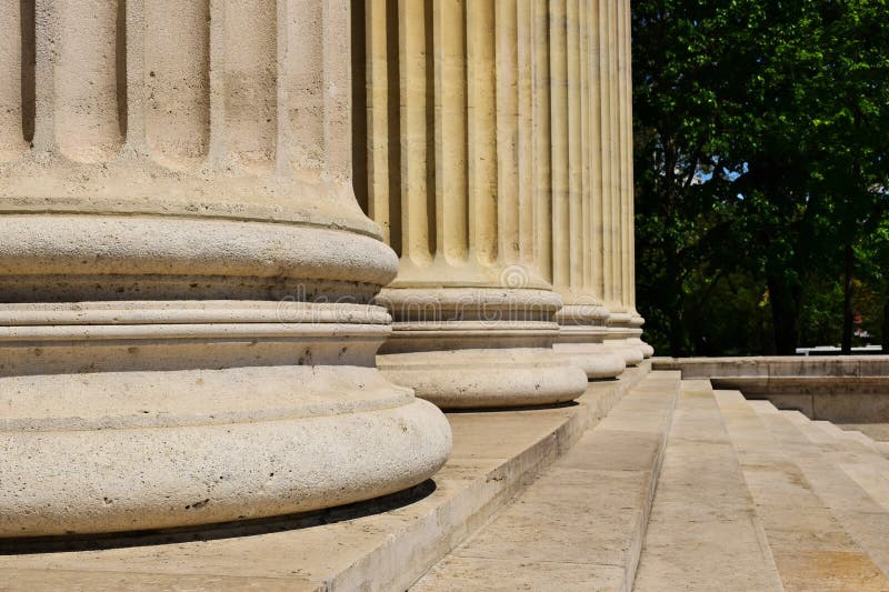 Column Base Closeup in Ionic Order. Diminishing Perspective View ...