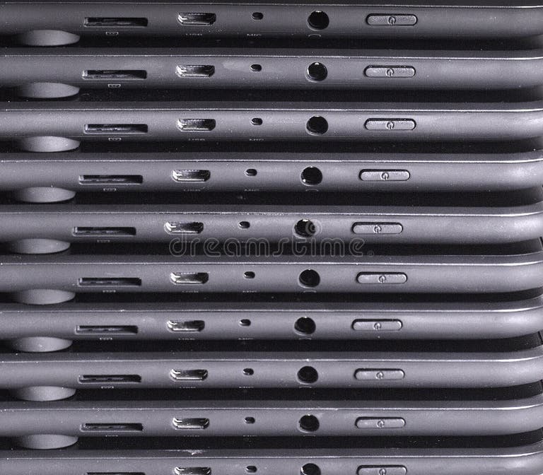 Column Black Tablet Computers on White Background Stock Photo - Image ...