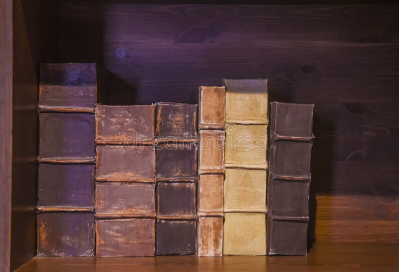 Column of Books Prepared To Decorate in the Library Stock Photo - Image ...
