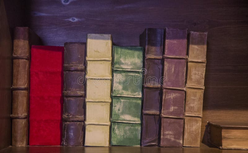 Column of Books Prepared To Decorate in the Library Stock Image - Image ...