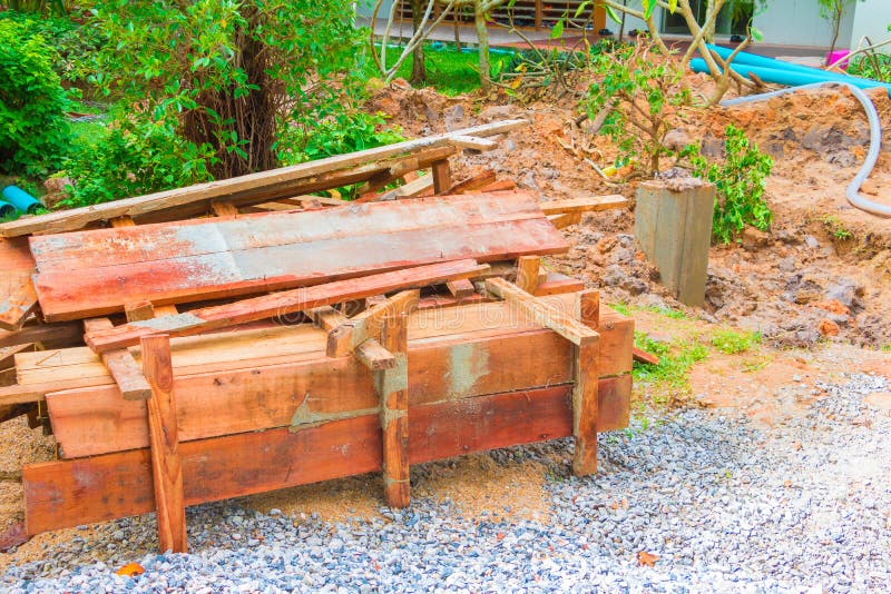 Column Box Wood Pile on the Floor in Construction Working Site Stock ...