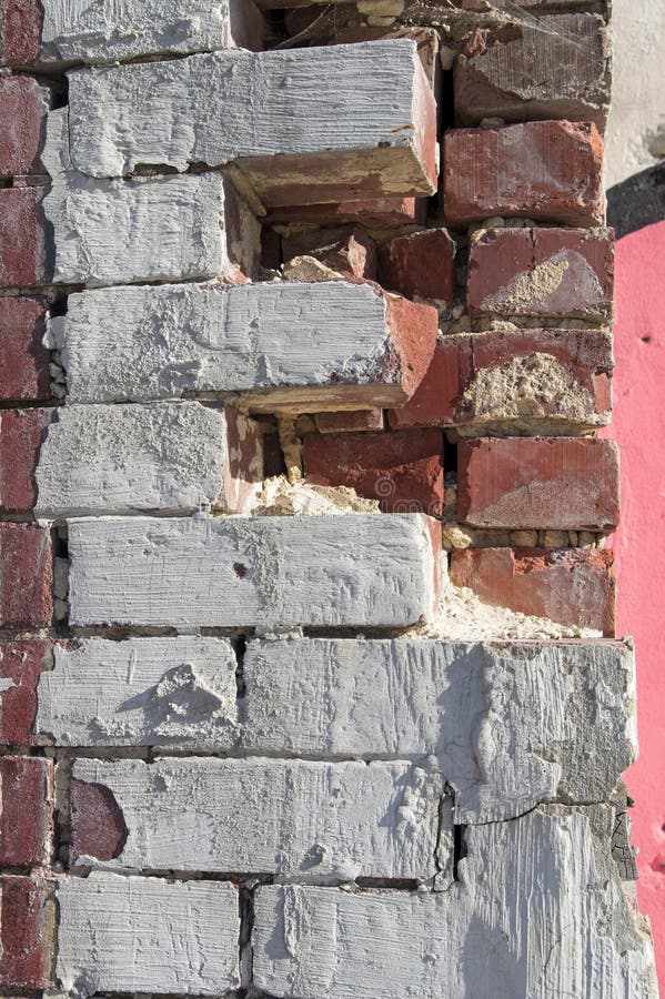 Old Crumbling Bricks on a Corner of a Building Stock Image - Image of ...