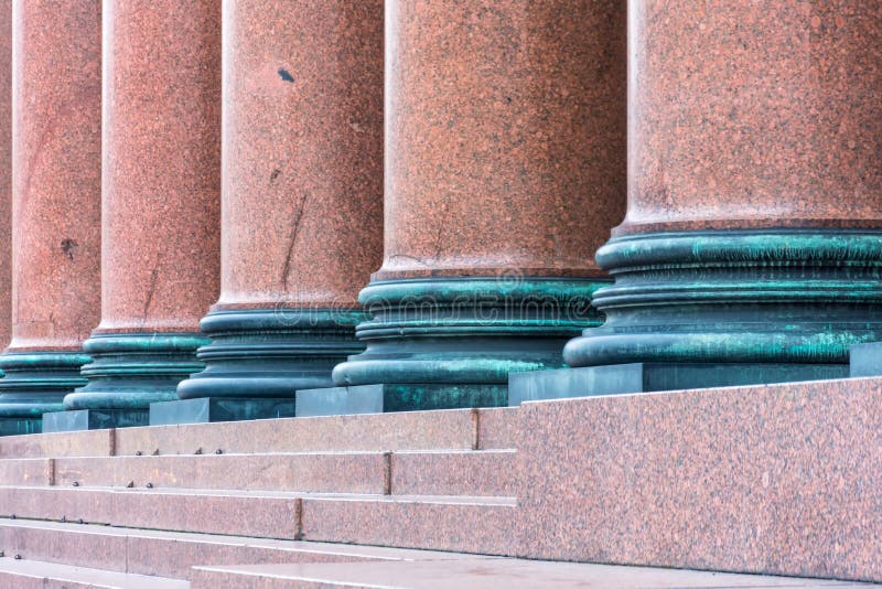 Column of Brown Marble on the Facade of the Building. Stock Photo ...