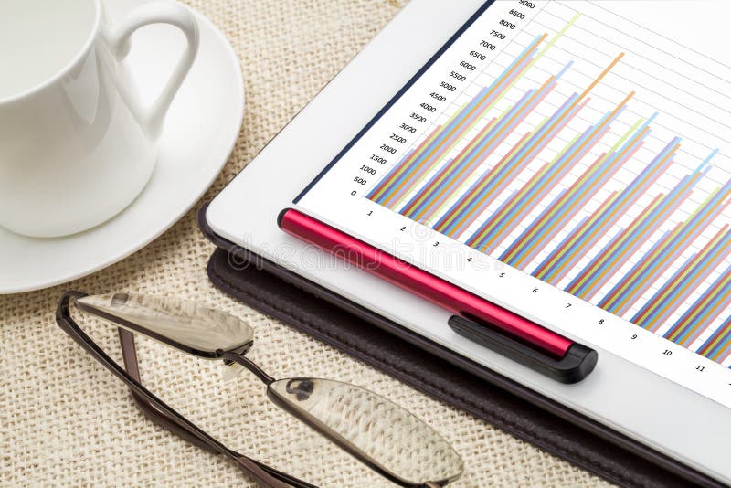 Column Business Chart on Tablet Stock Photo - Image of plot, trend ...