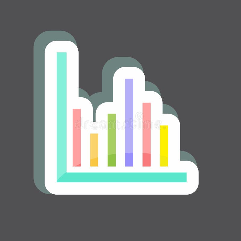 Column Chart Sticker in Trendy Isolated on Black Background Stock ...