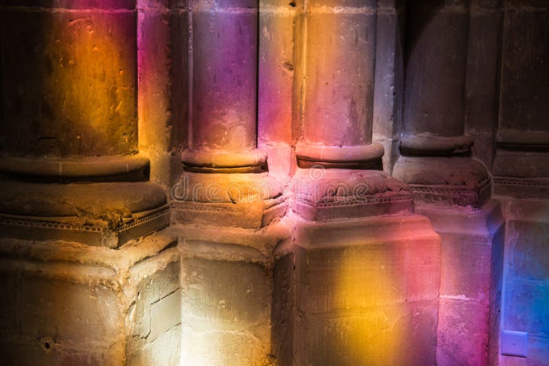 Column in Colored Stainded Glass Light Stock Image - Image of colored ...