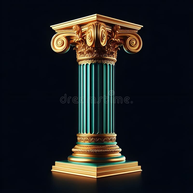 A Column 3d Render Moulding Green and Gold Ai Generator Stock ...