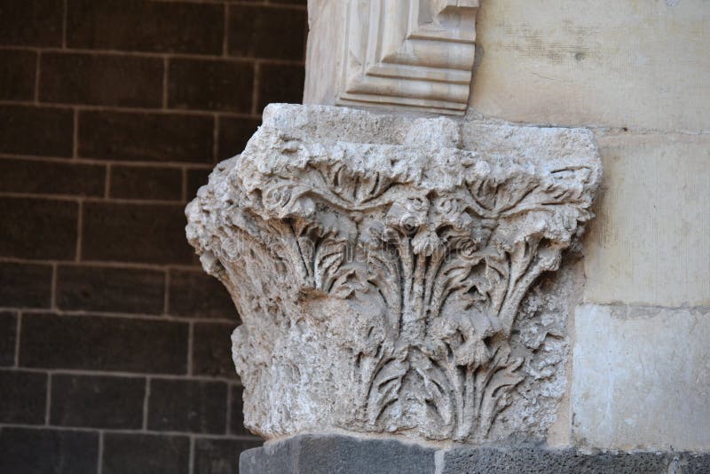 Column Decoration with Engravings, Mostly Depicting Flowers, Leaves or ...