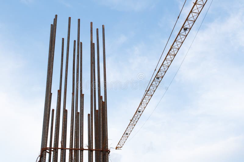 Column Deformed Bars and Jib of Tower Crane Stock Image - Image of ...