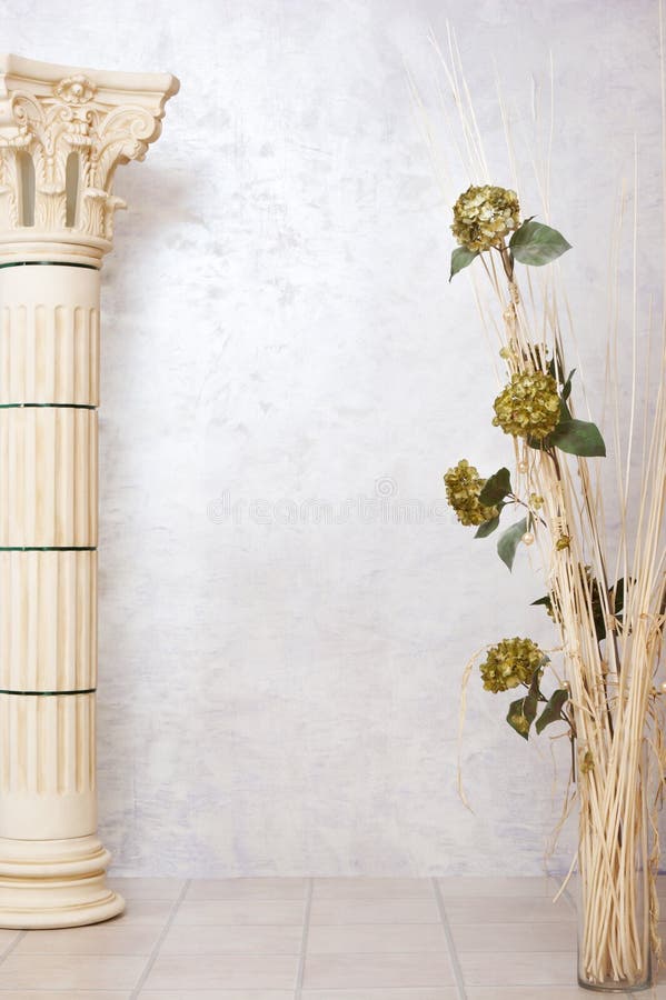Column with flowers stock image. Image of antique, indoors - 5071109