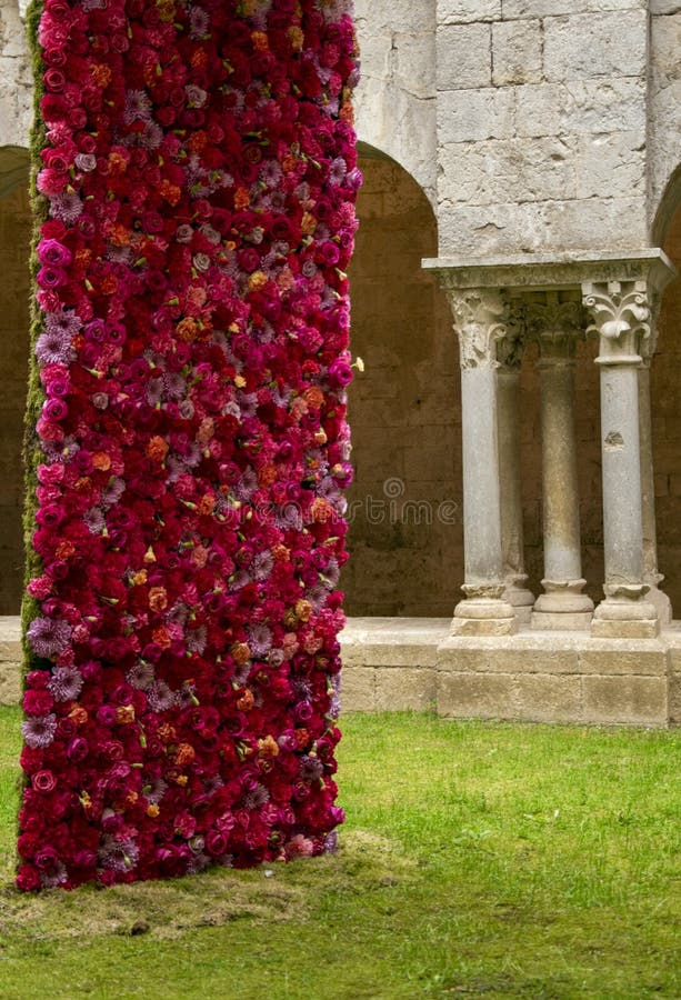 Column of flowers. stock image. Image of lawn, forming - 208646927