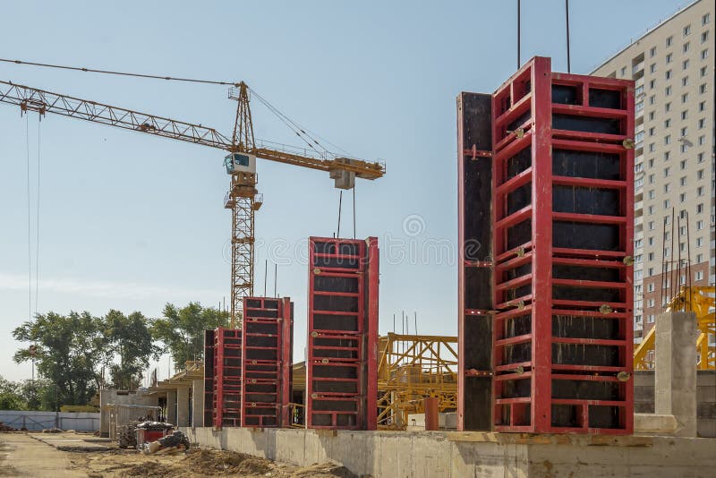 Column Formwork and Monolithic Structural Elements Stock Image - Image ...