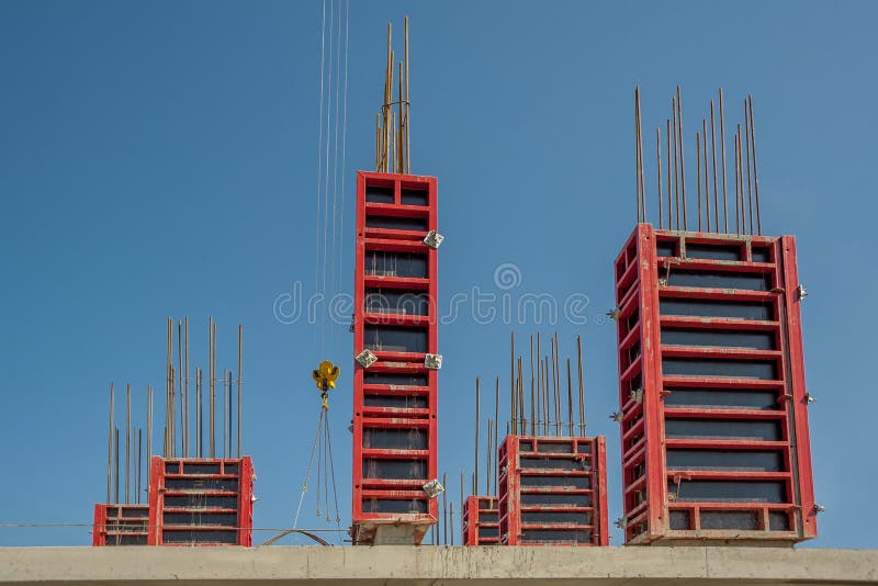 Column formwork panels stock photo. Image of stacking - 258222556