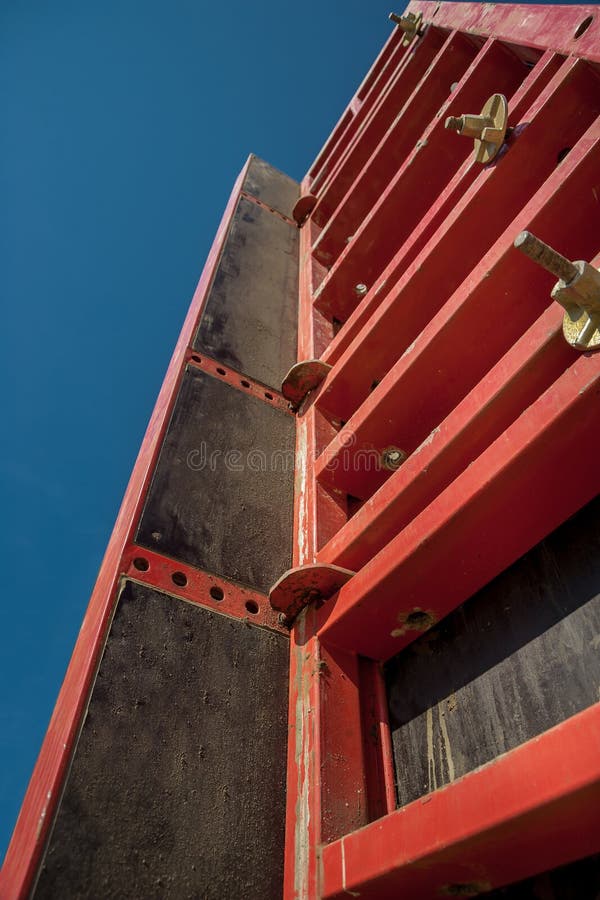 Column formwork and crane stock photo. Image of tower - 258485970