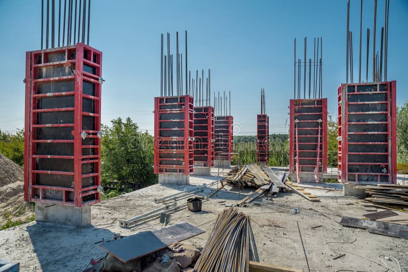 Column formwork panels stock image. Image of plant, pylon - 258402011