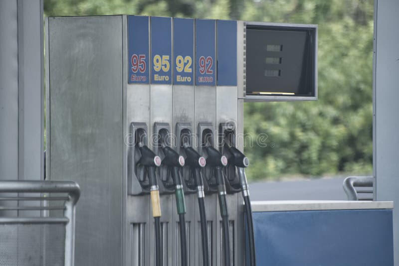 Column at a Gas Station for Fueling Stock Photo - Image of auto, handle ...