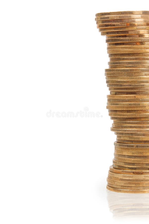 Column of golden coins stock image. Image of isolated - 42351111